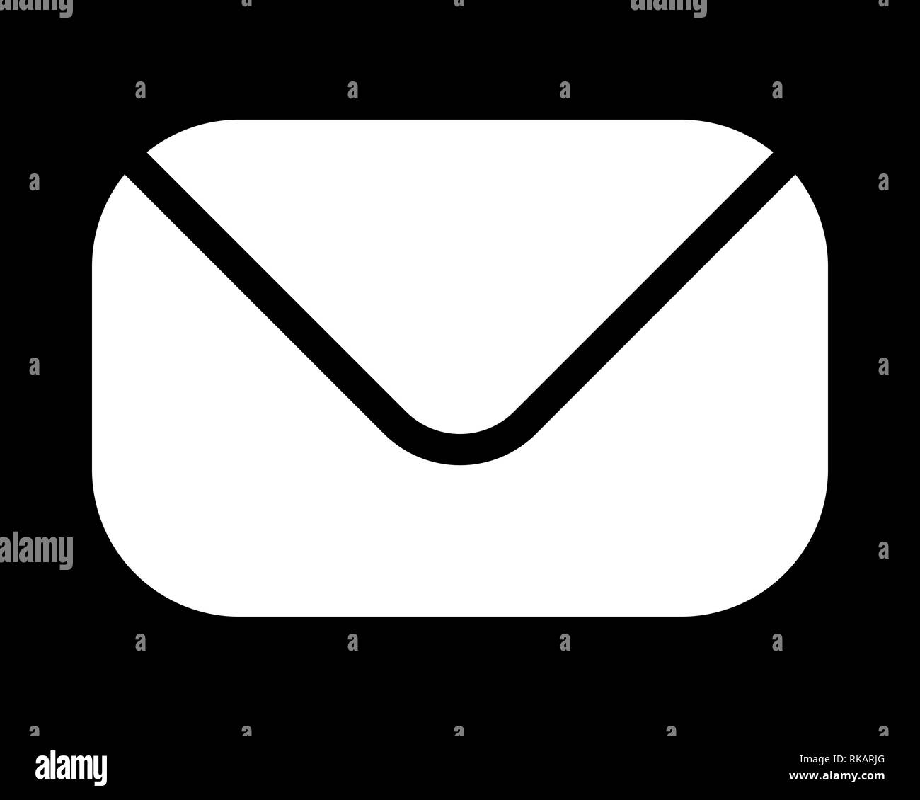 Mail symbol icon - white simple with rounded corners, isolated - vector ...