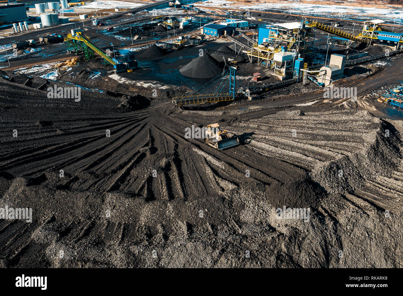 Open pit mine. Aerial view of extractive industry for coal. Top view ...