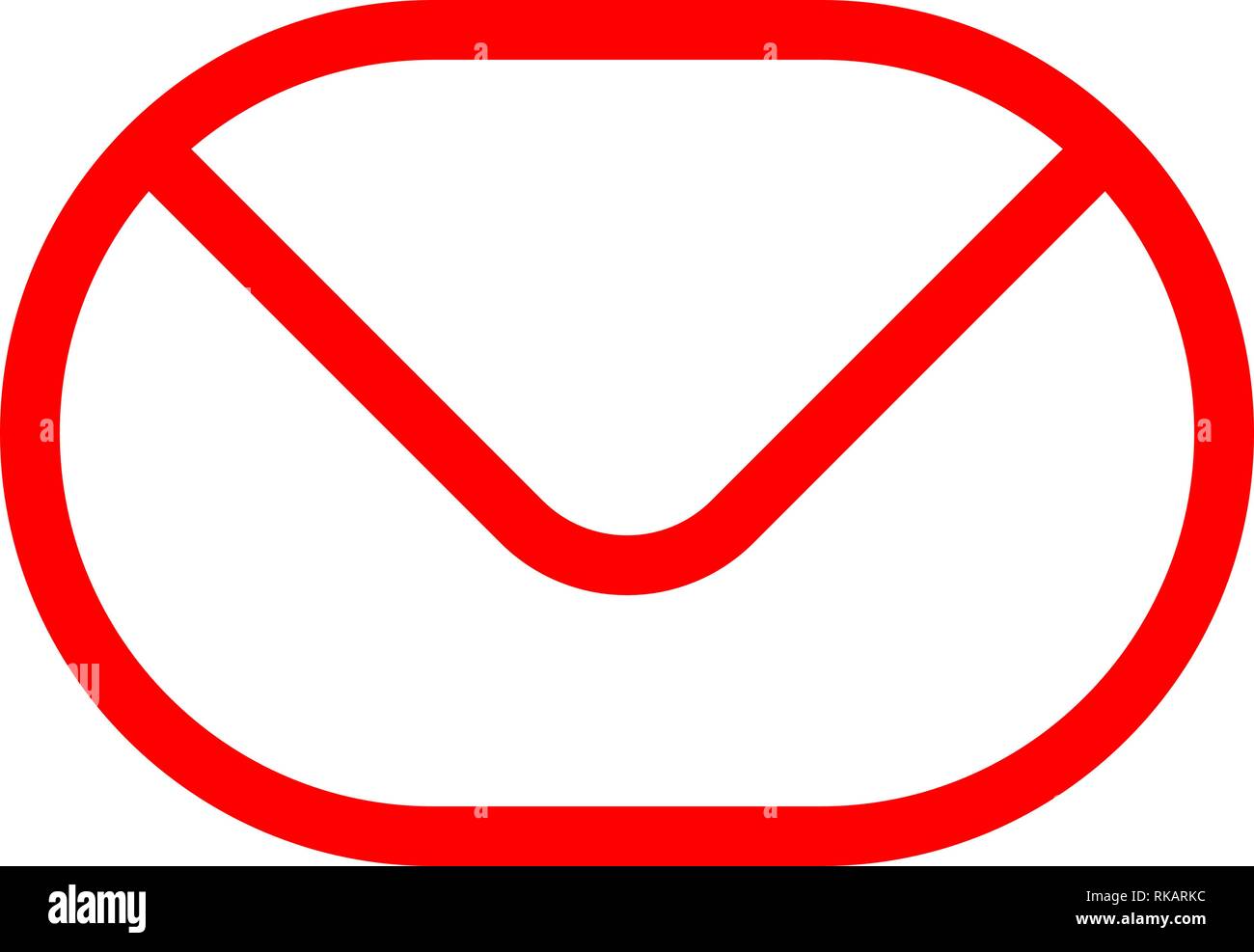 Mail symbol icon - red simple outline rounded, isolated - vector ...