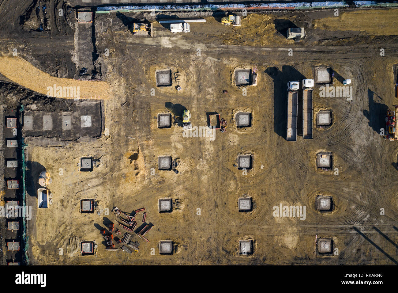 Aerial view. Construction site shot from above. Industrial place. Photo ...