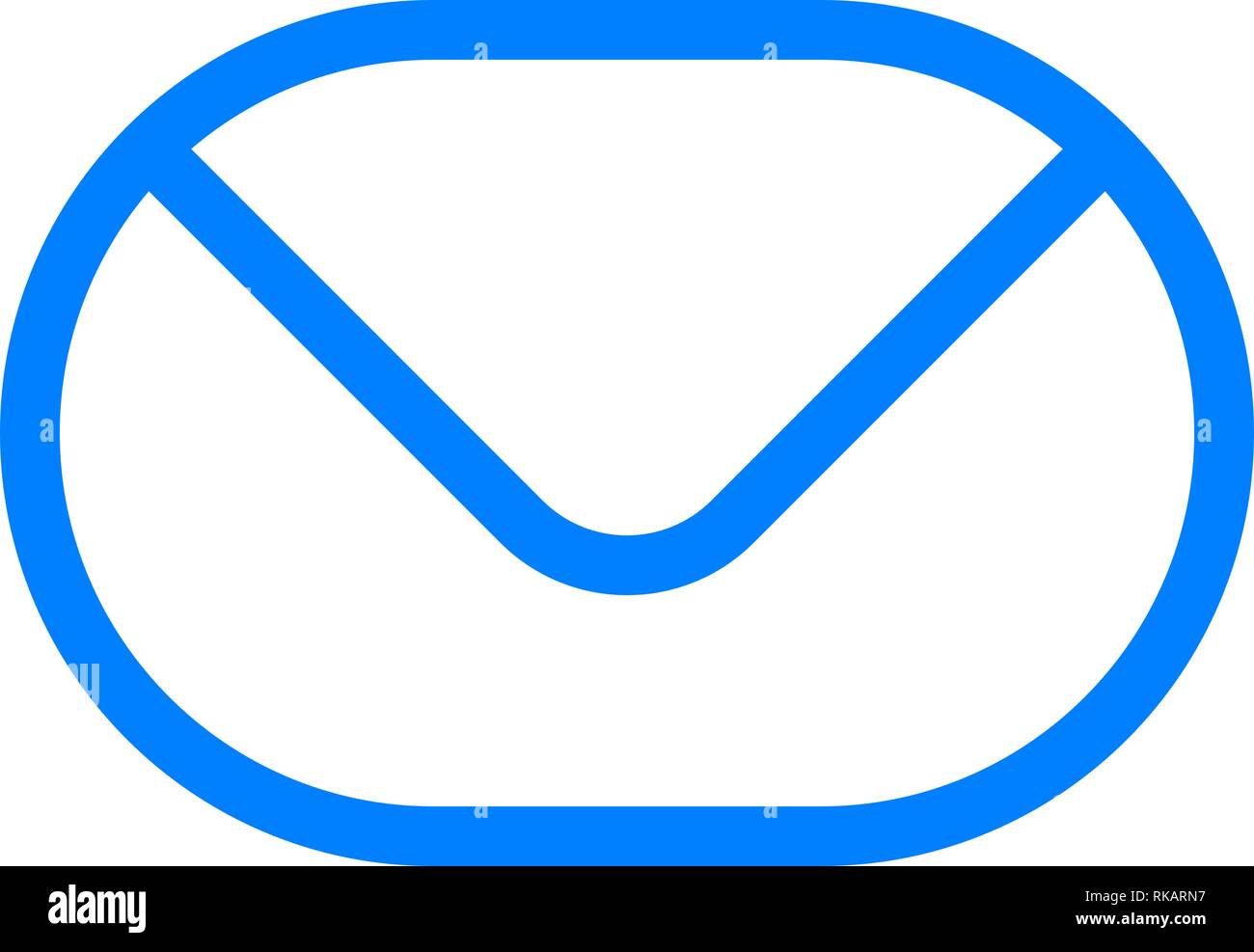 Mail symbol icon - blue simple outline rounded, isolated - vector ...