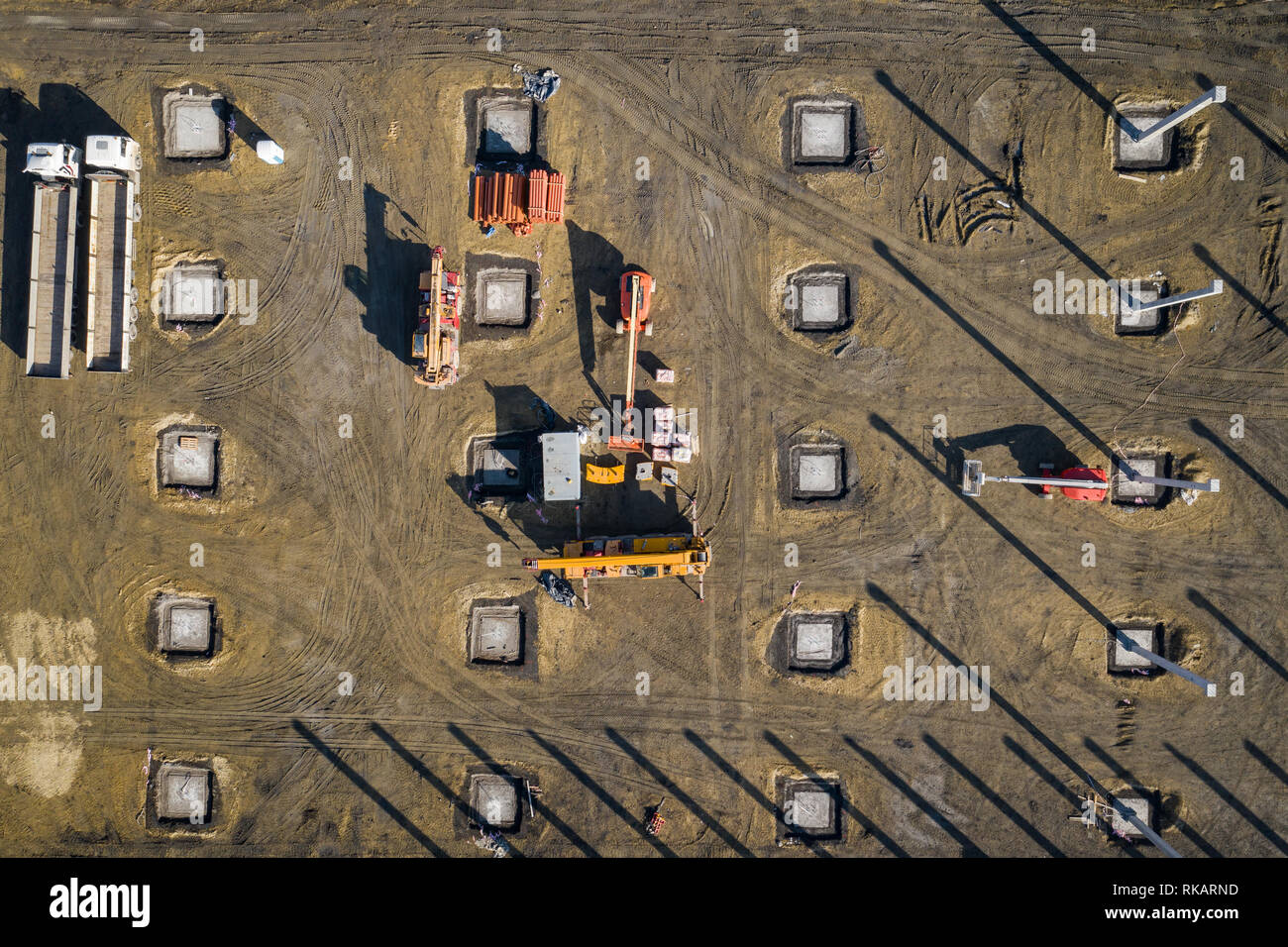 Aerial view. Construction site shot from above. Industrial place. Photo ...