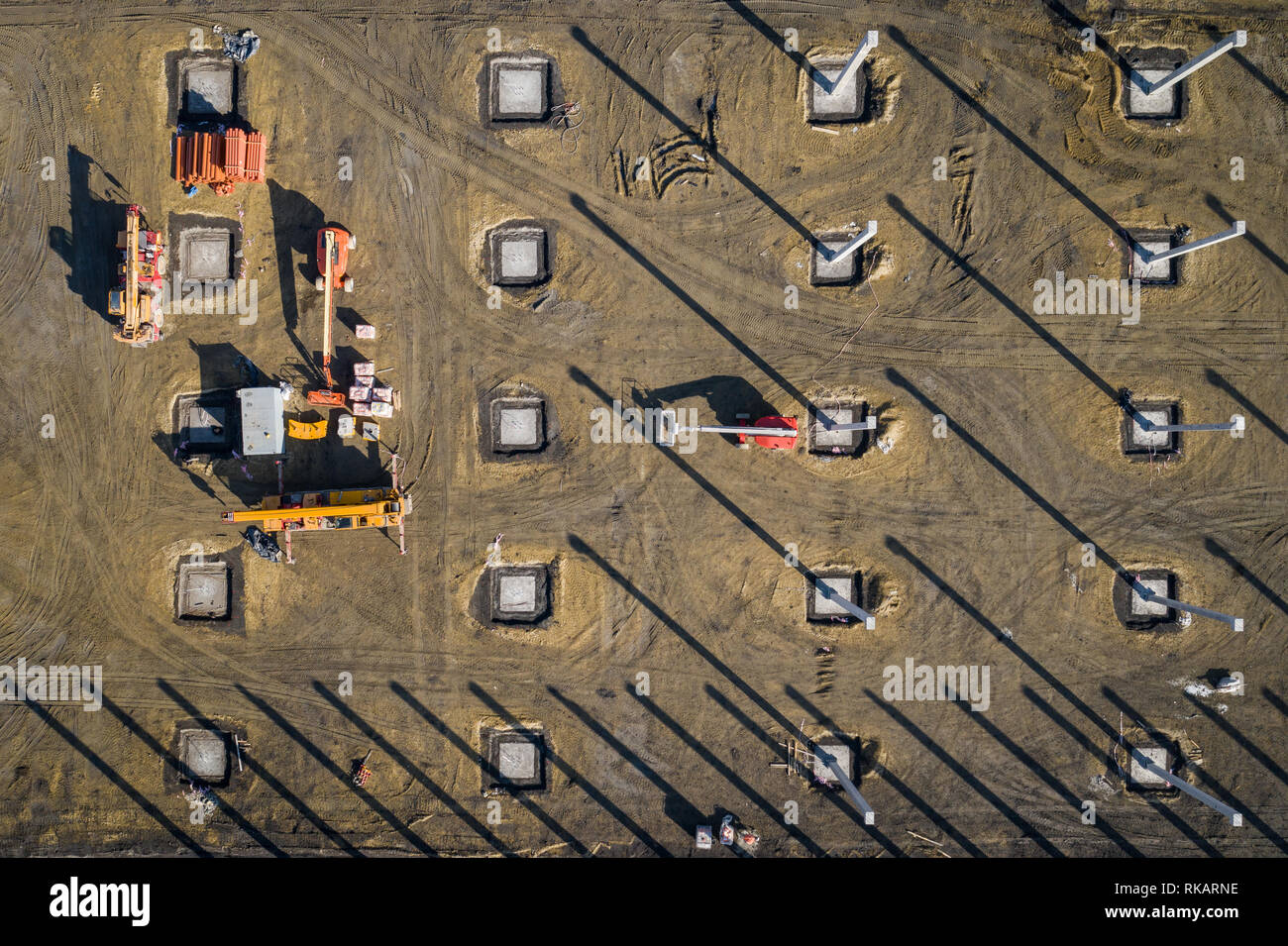 Aerial view. Construction site shot from above. Industrial place. Photo ...