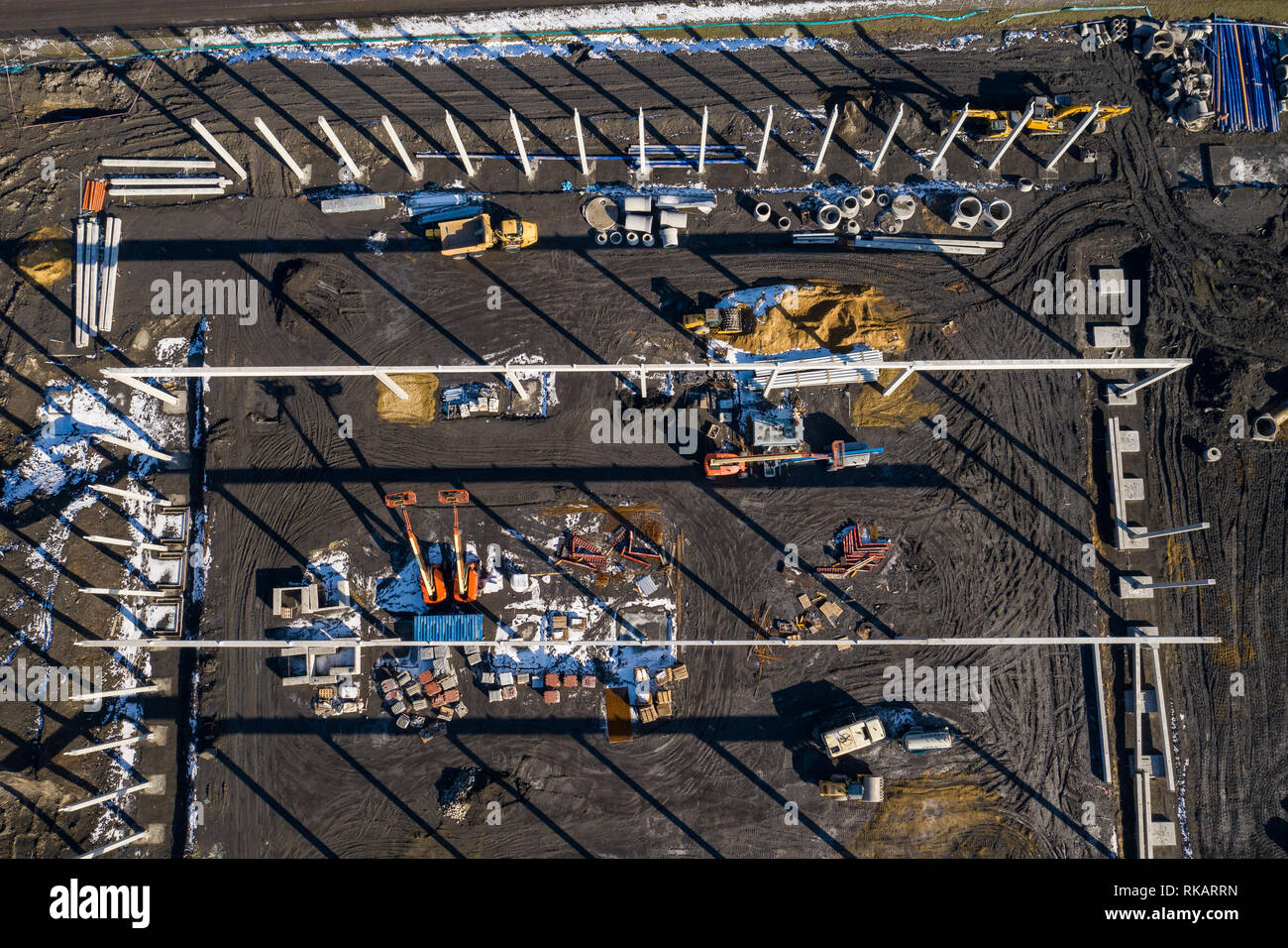 Aerial view. Construction site shot from above. Industrial place. Photo ...