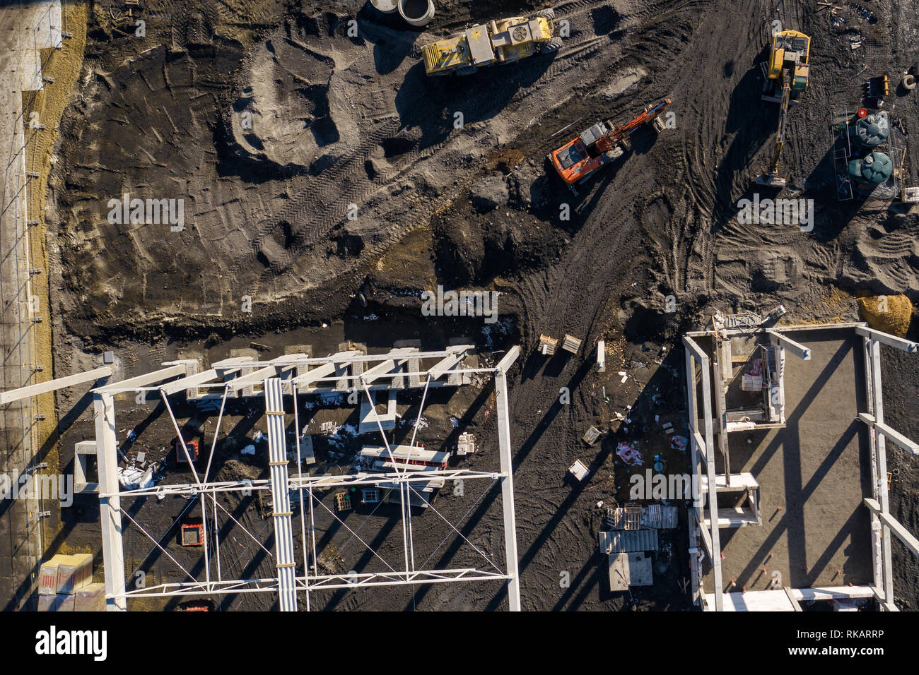 Aerial view. Construction site shot from above. Industrial place. Photo ...