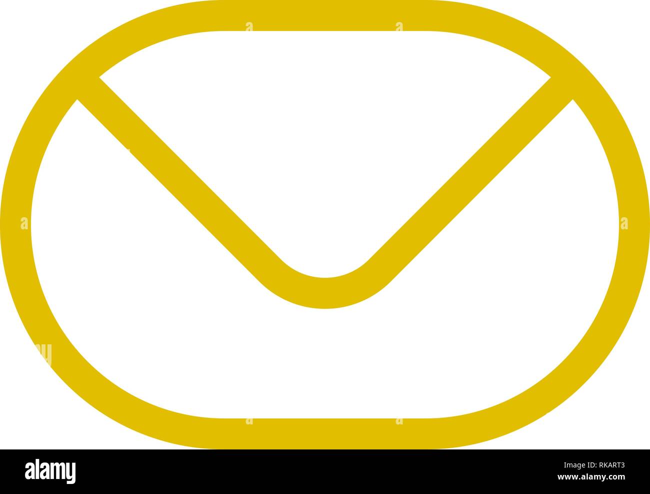 Mail symbol icon - golden simple outline rounded, isolated - vector ...