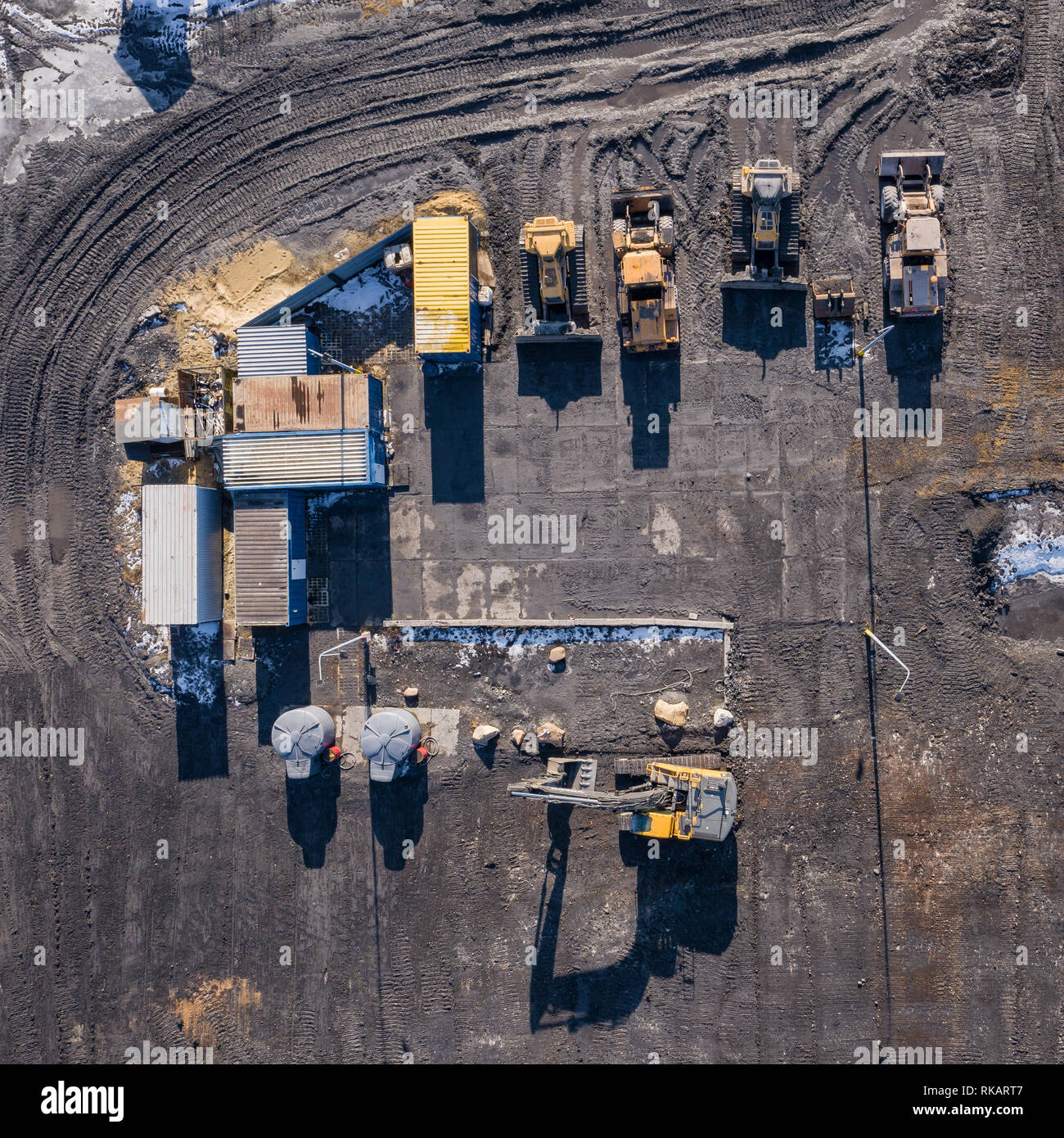 Aerial view. Construction site shot from above. Industrial place. Photo ...
