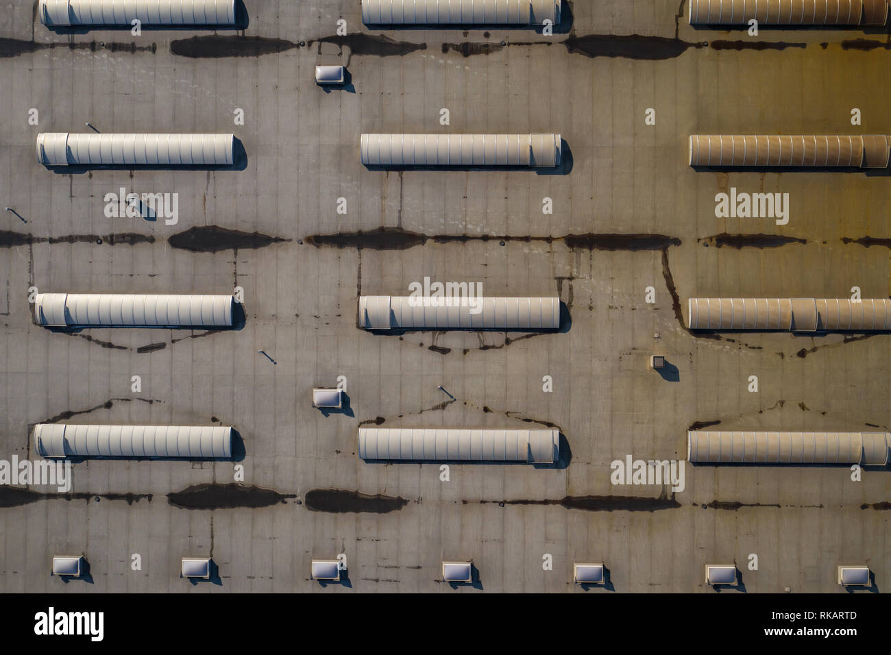 Disribution warehouse roof from above. Photo captured with drone Stock ...