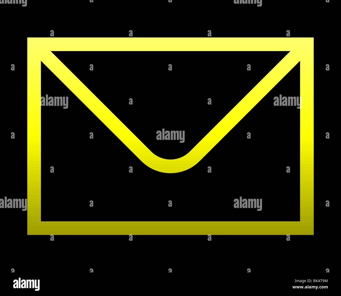 Mail symbol icon - yellow gradient outline, isolated - vector ...