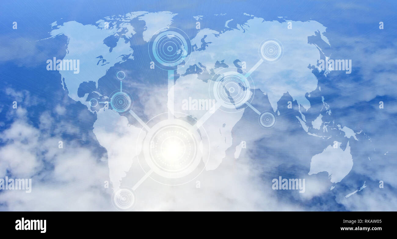 Cloud Computing Network Concept Data Protection Global Cyber Space Network Security Concept