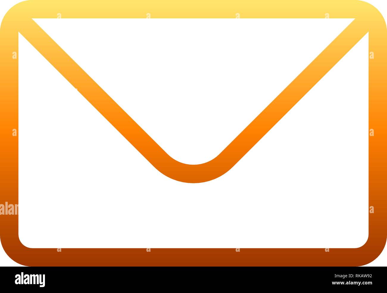 Mail symbol icon - orange gradient outline with rounded corners ...