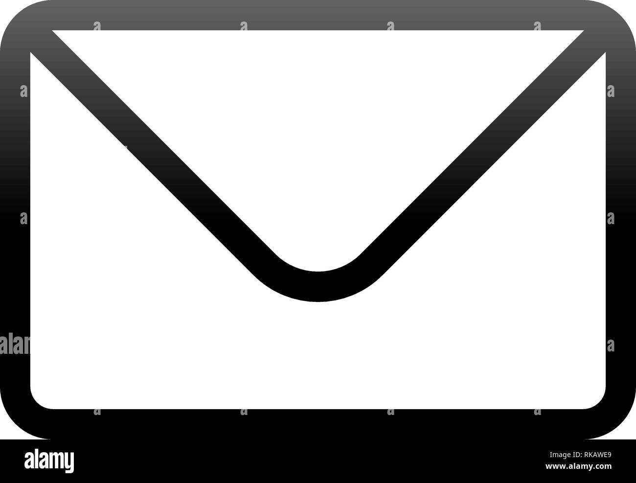 Mail symbol icon - black gradient outline with rounded corners ...