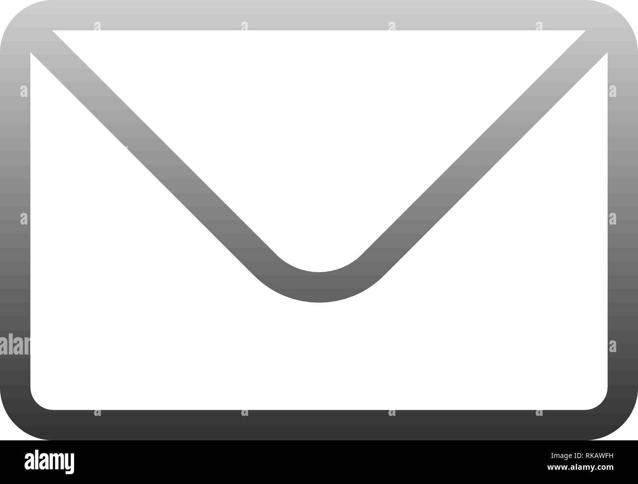 Mail symbol icon - gray gradient outline with rounded corners, isolated ...