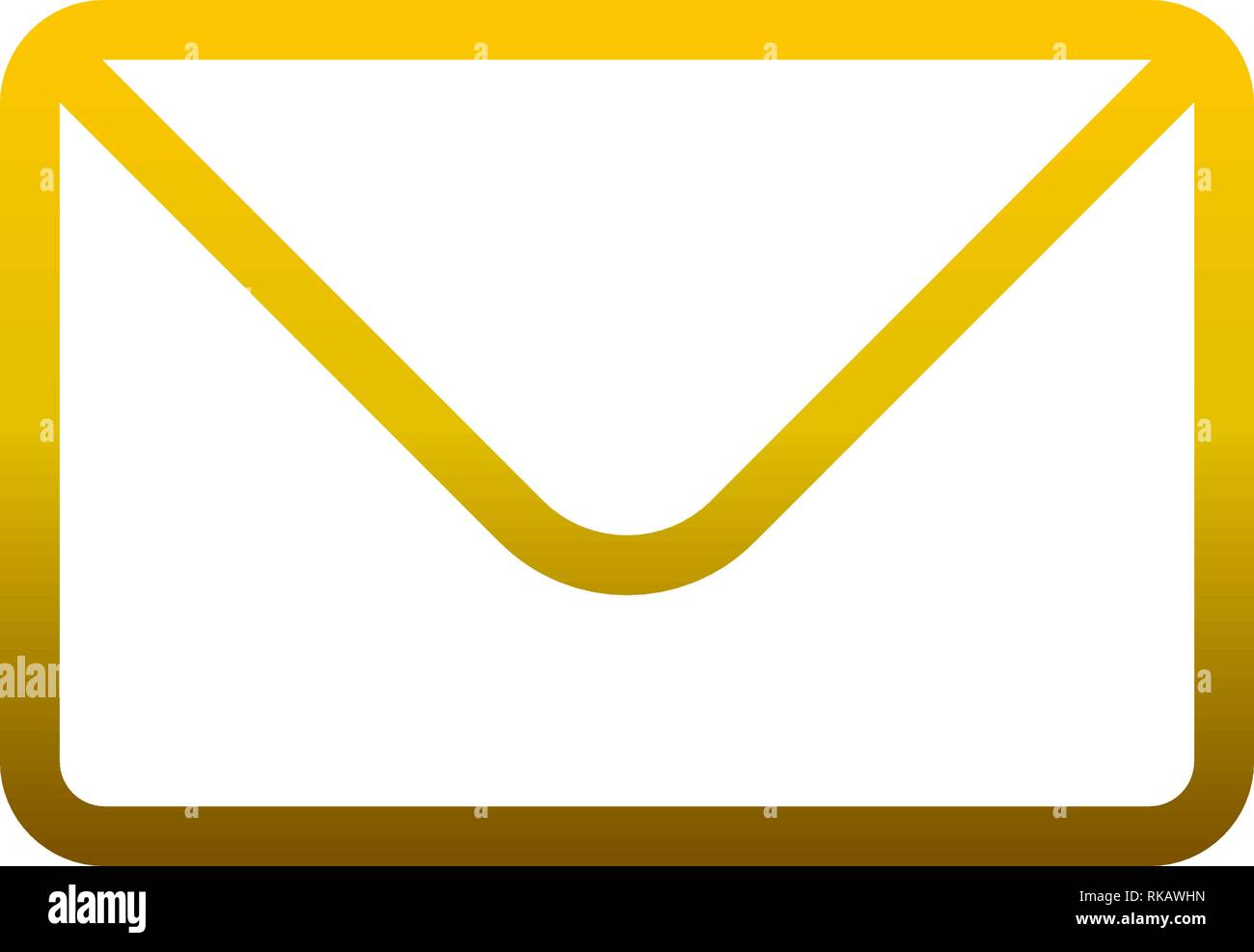 Mail symbol icon - golden gradient outline with rounded corners ...