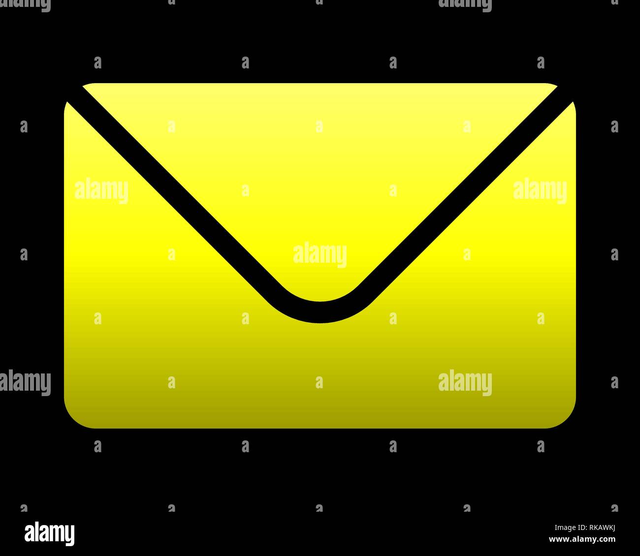 Mail symbol icon - yellow gradient with rounded corners, isolated ...