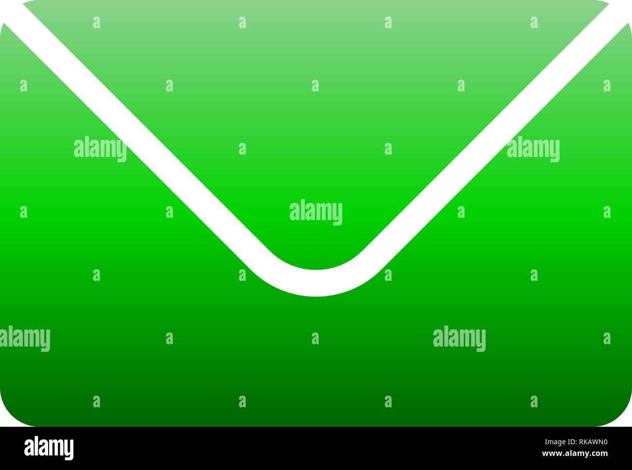 Mail symbol icon - green gradient with rounded corners, isolated ...