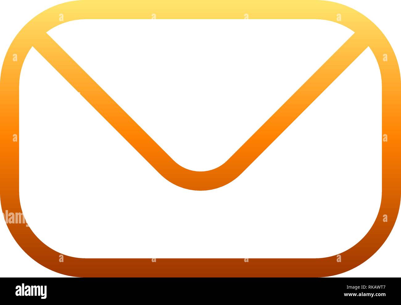 Mail symbol icon - orange gradient outline with rounded corners ...