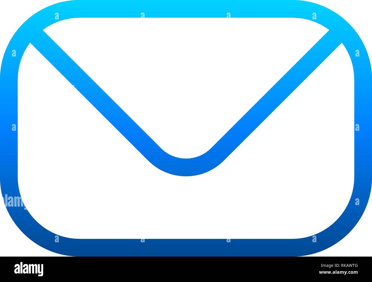 Mail symbol icon - blue gradient outline with rounded corners, isolated ...