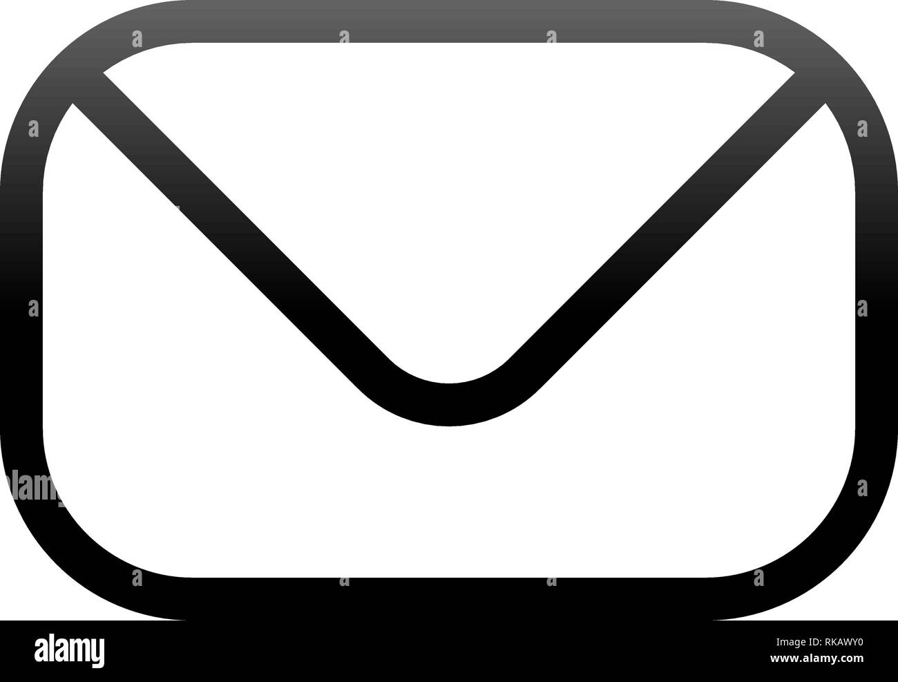Mail symbol icon - black gradient outline with rounded corners ...