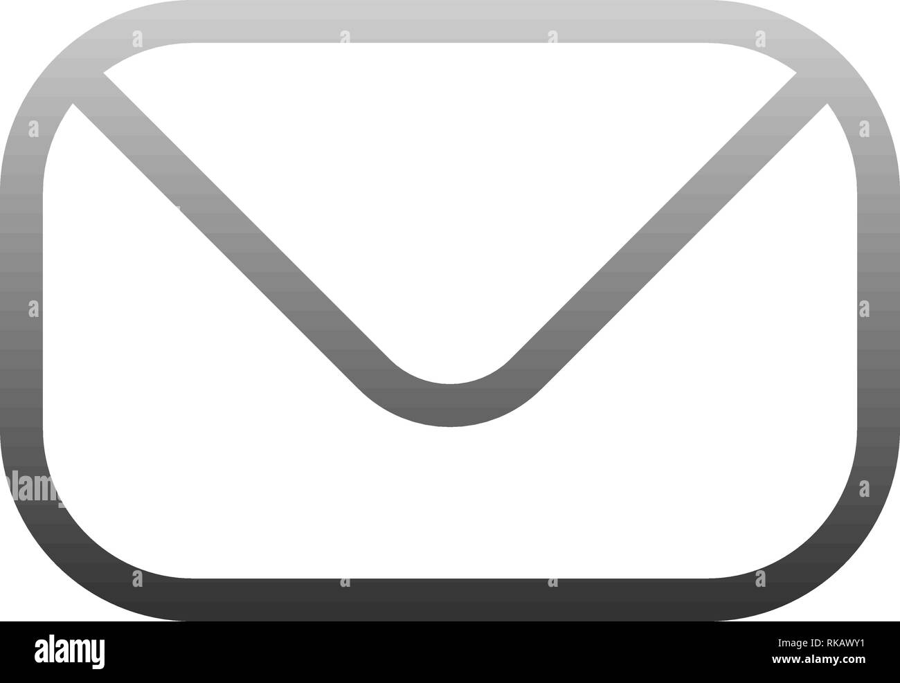 Mail symbol icon - gray gradient outline with rounded corners, isolated ...