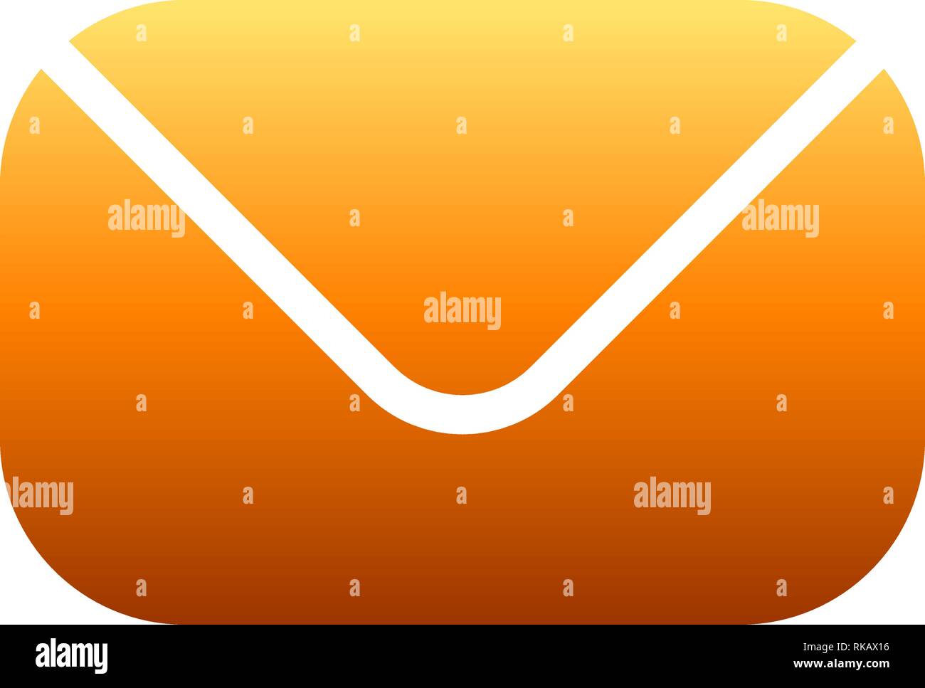 Mail symbol icon - orange gradient with rounded corners, isolated ...