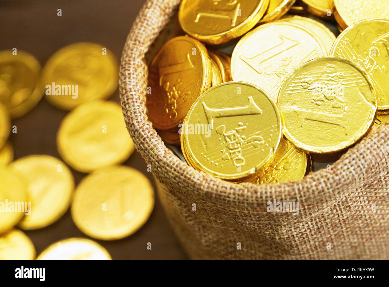 Coin stack money bag hi-res stock photography and images - Alamy