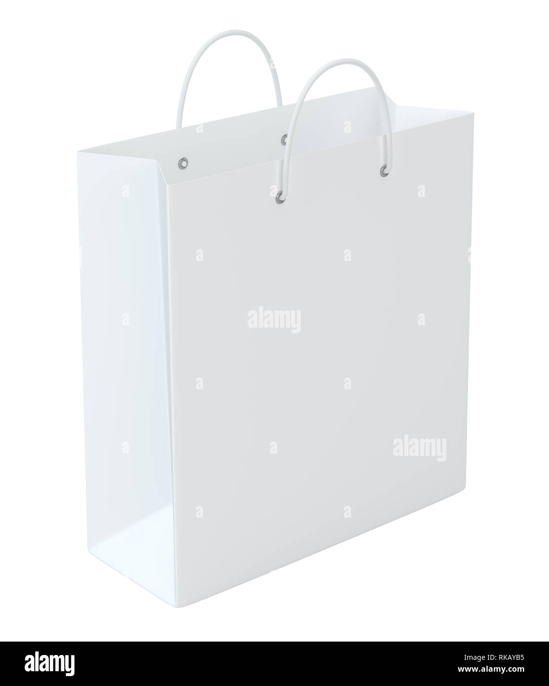 Empty paper bag on white background. Isolated on white background. 3d ...