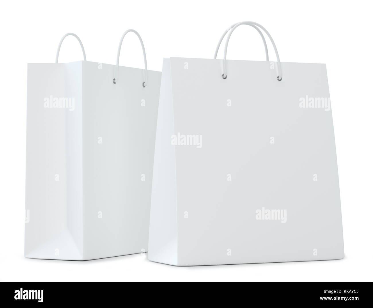 Empty paper bag on white background. Isolated on white background. 3d ...