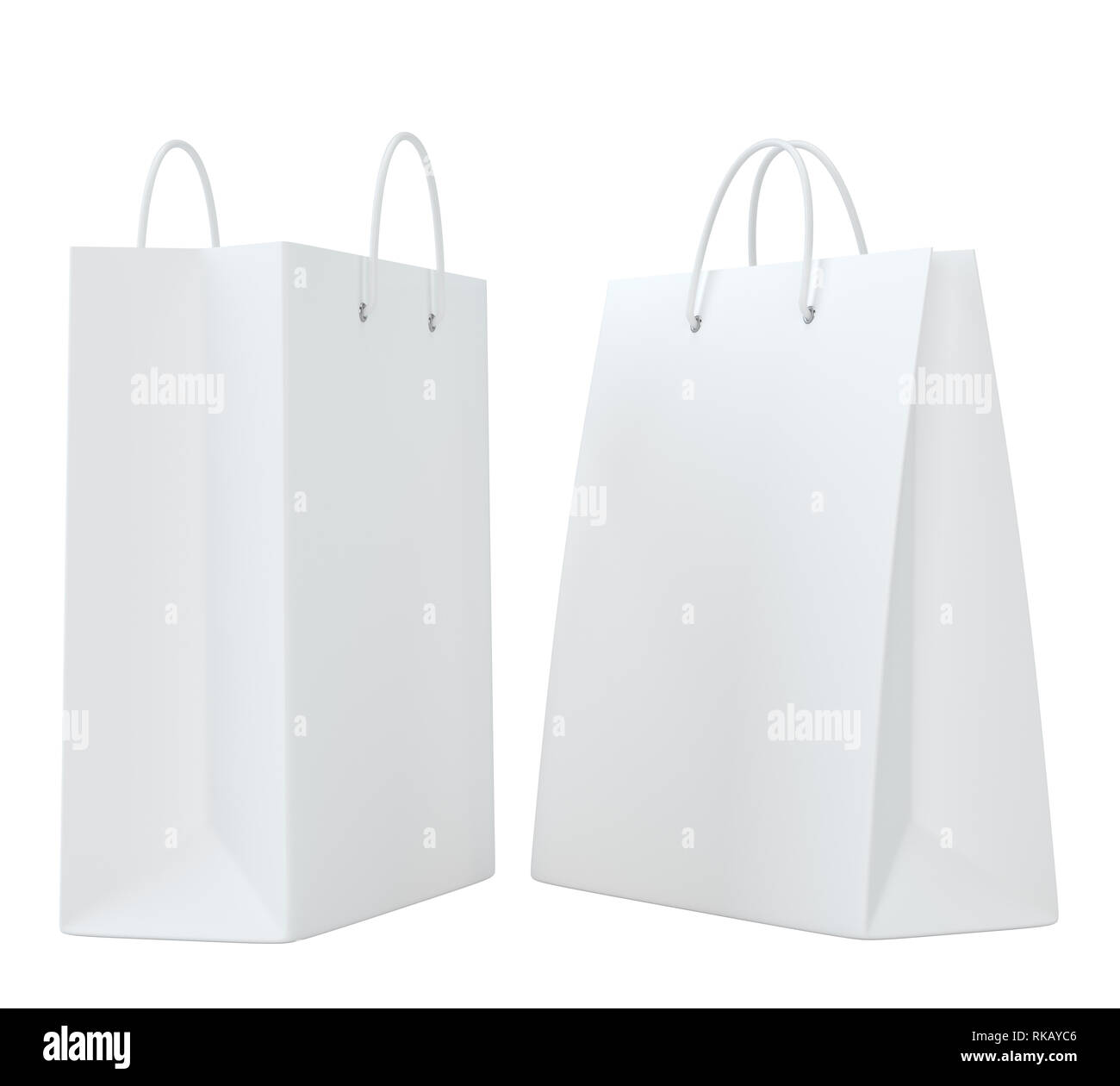 close up of a white paper bag on white background with clipping path ...