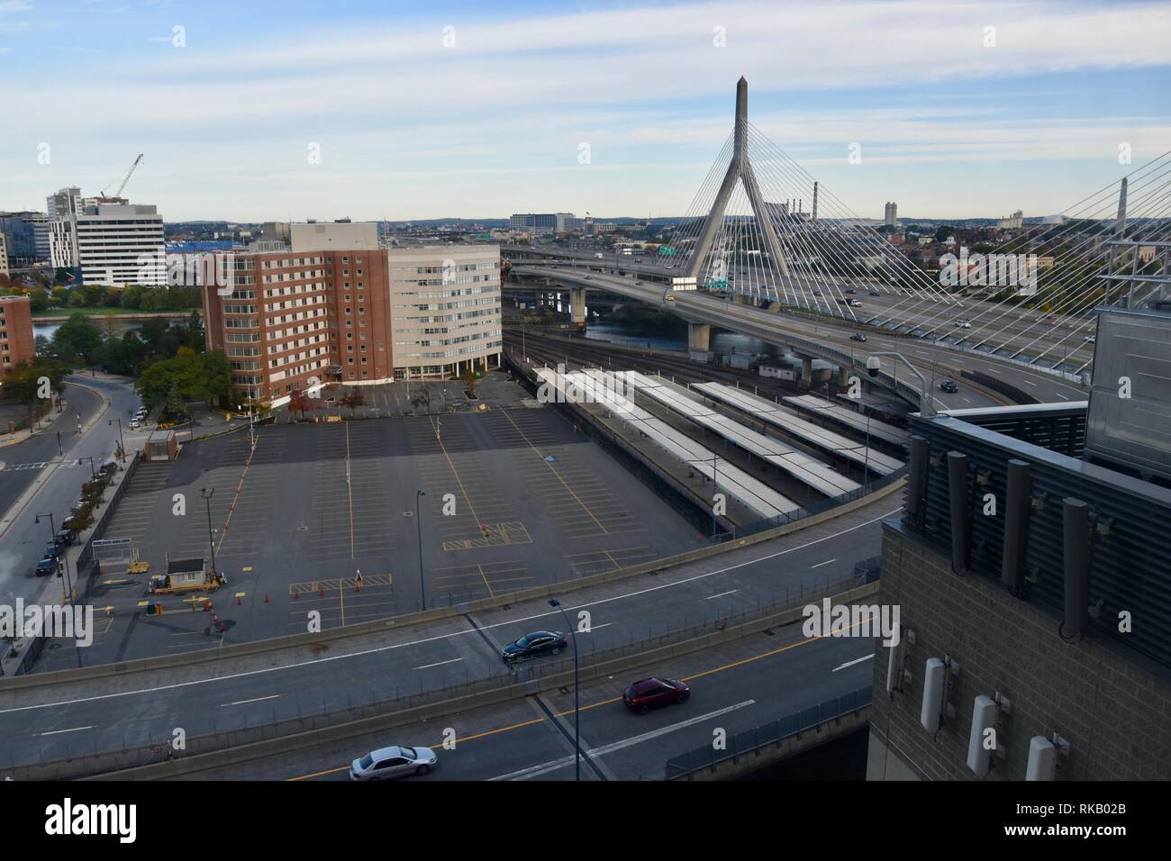 Boston's icon Leonard P. Zakim Bunker Hill Memorial Bridge spanning the ...