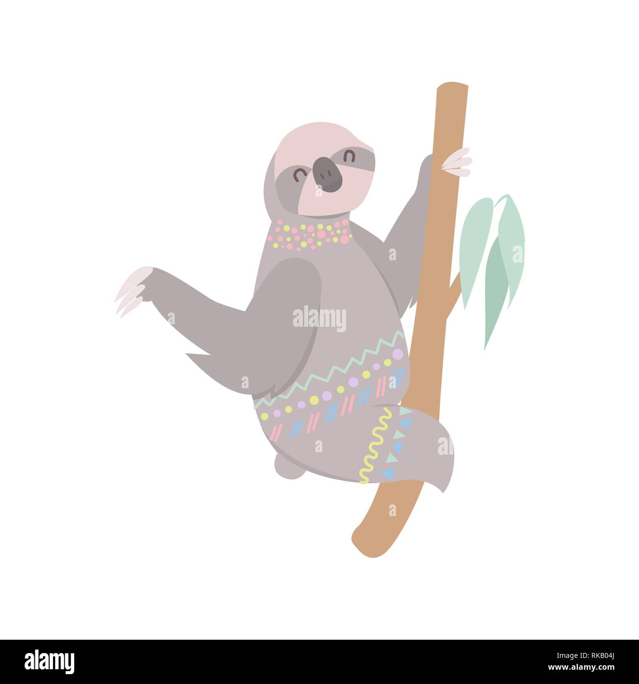 Stylized tribal sloth on a tree branch Stock Vector Image & Art - Alamy