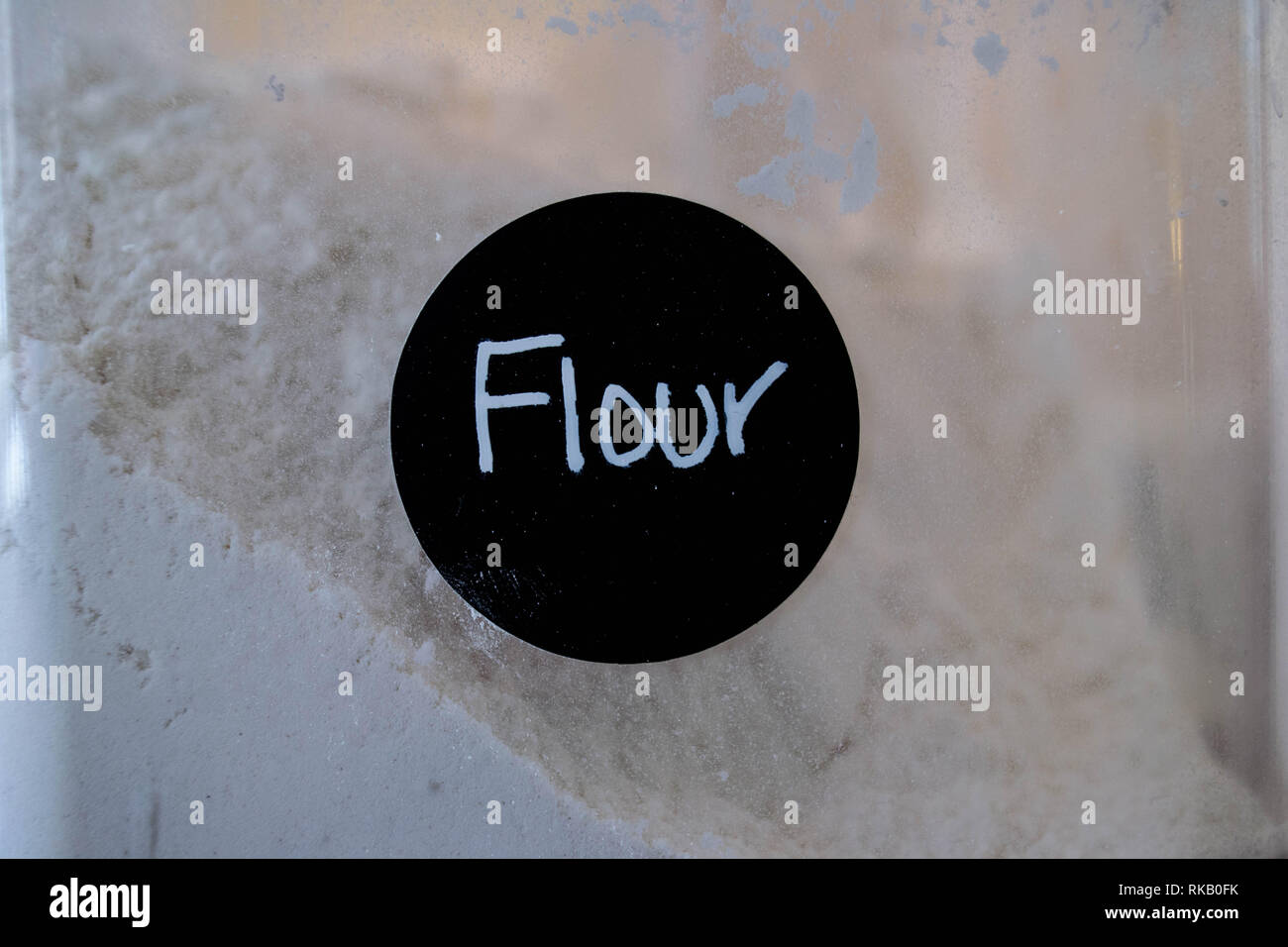 Flour in designated transparent flour container Stock Photo - Alamy