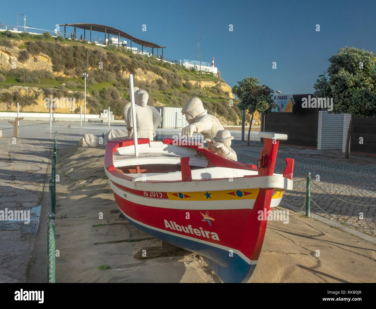 Albufeira Fishing Boat Monument Statue At Praia dos Pescadores ...