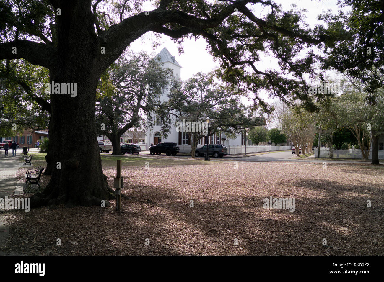 Old Christ Church on Seville Square in old-town Pensacola, Florida, USA ...