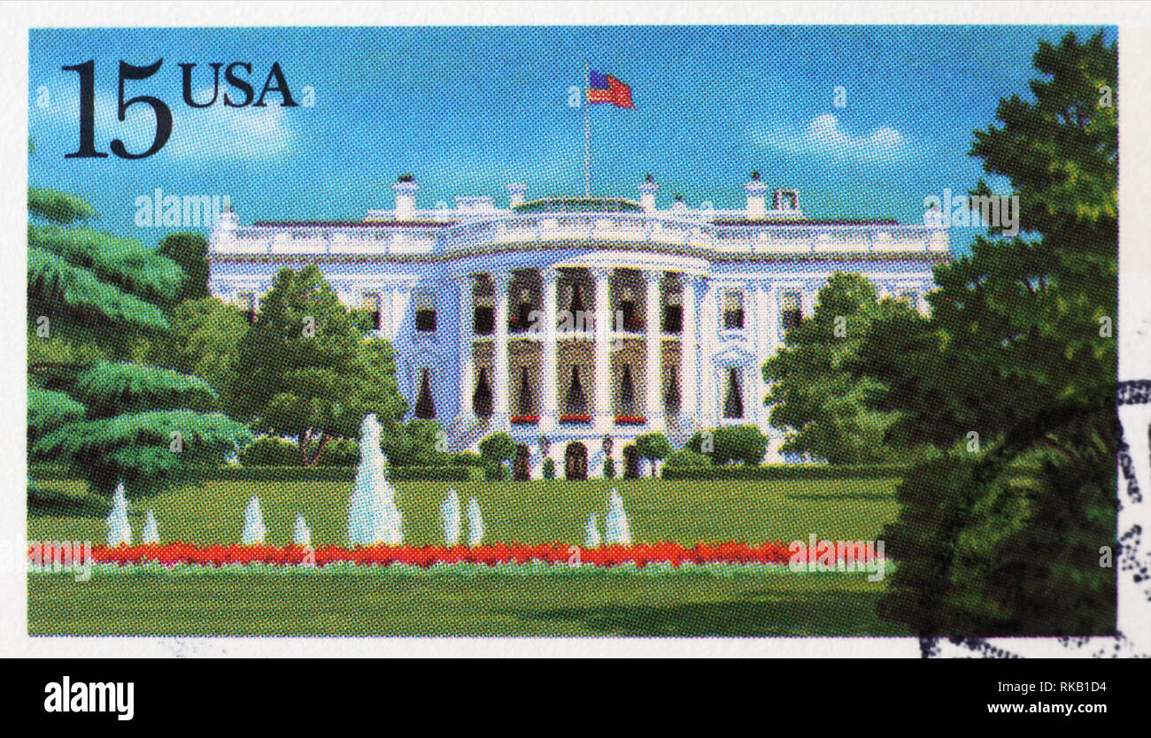 White House in Washington on american postage stamp Stock Photo - Alamy
