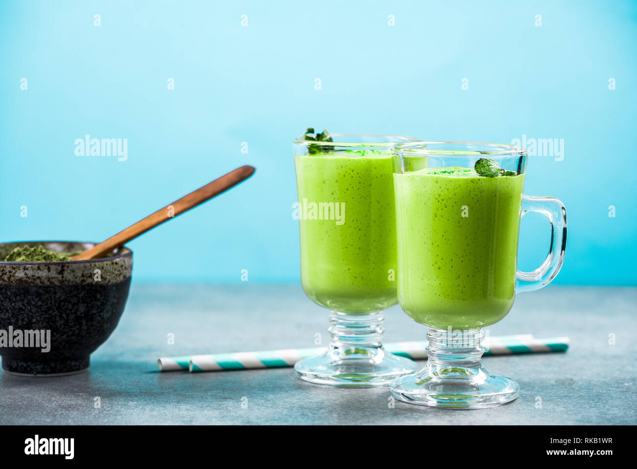Matcha green tea milk shake or smoothie Stock Photo - Alamy