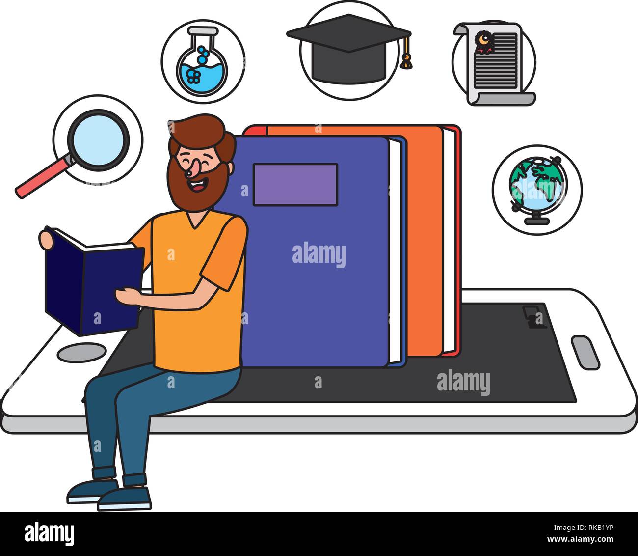 online education man cartoon vector illustration graphic design Stock ...