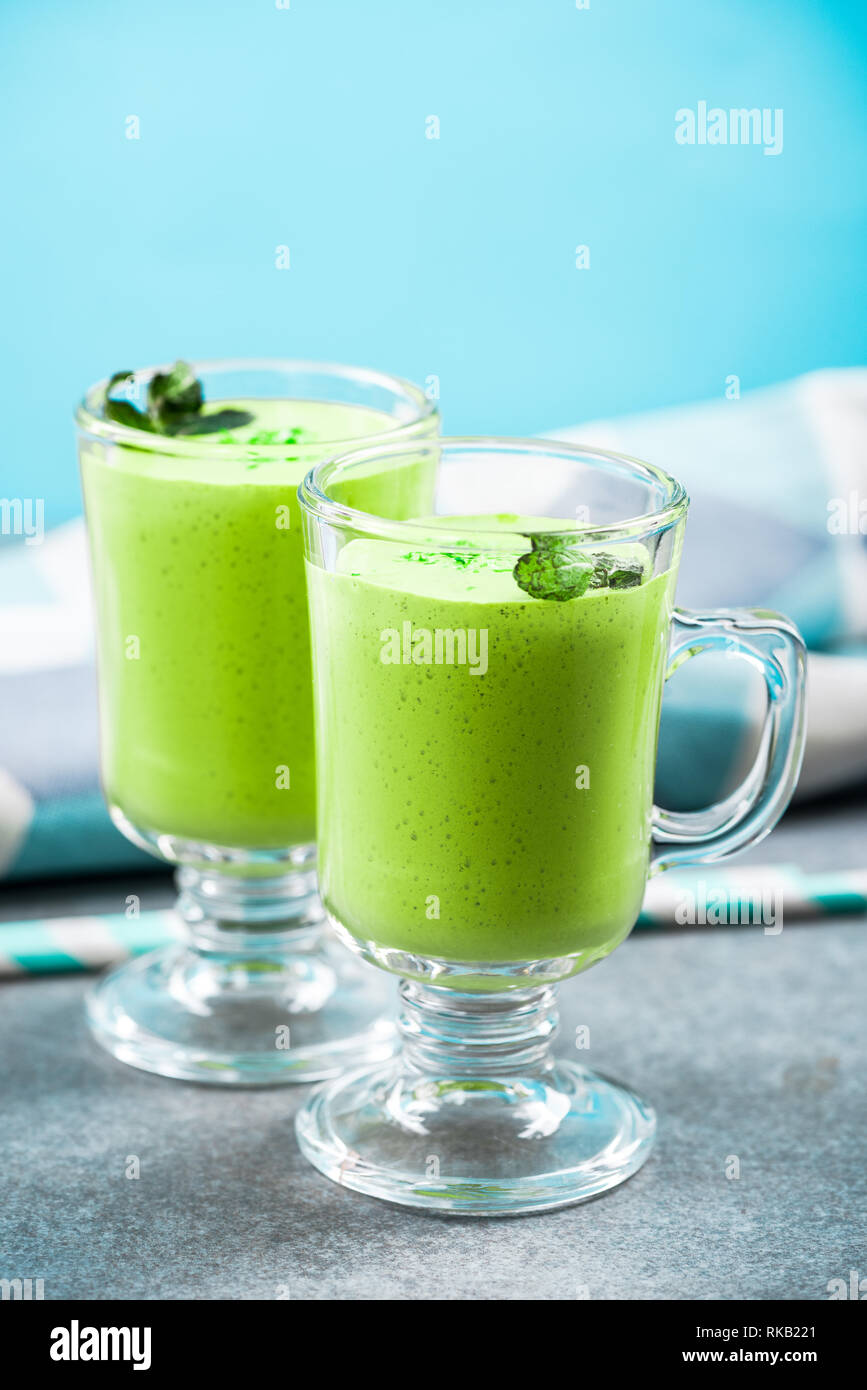 Refreshing Matcha green tea milk shake Stock Photo - Alamy