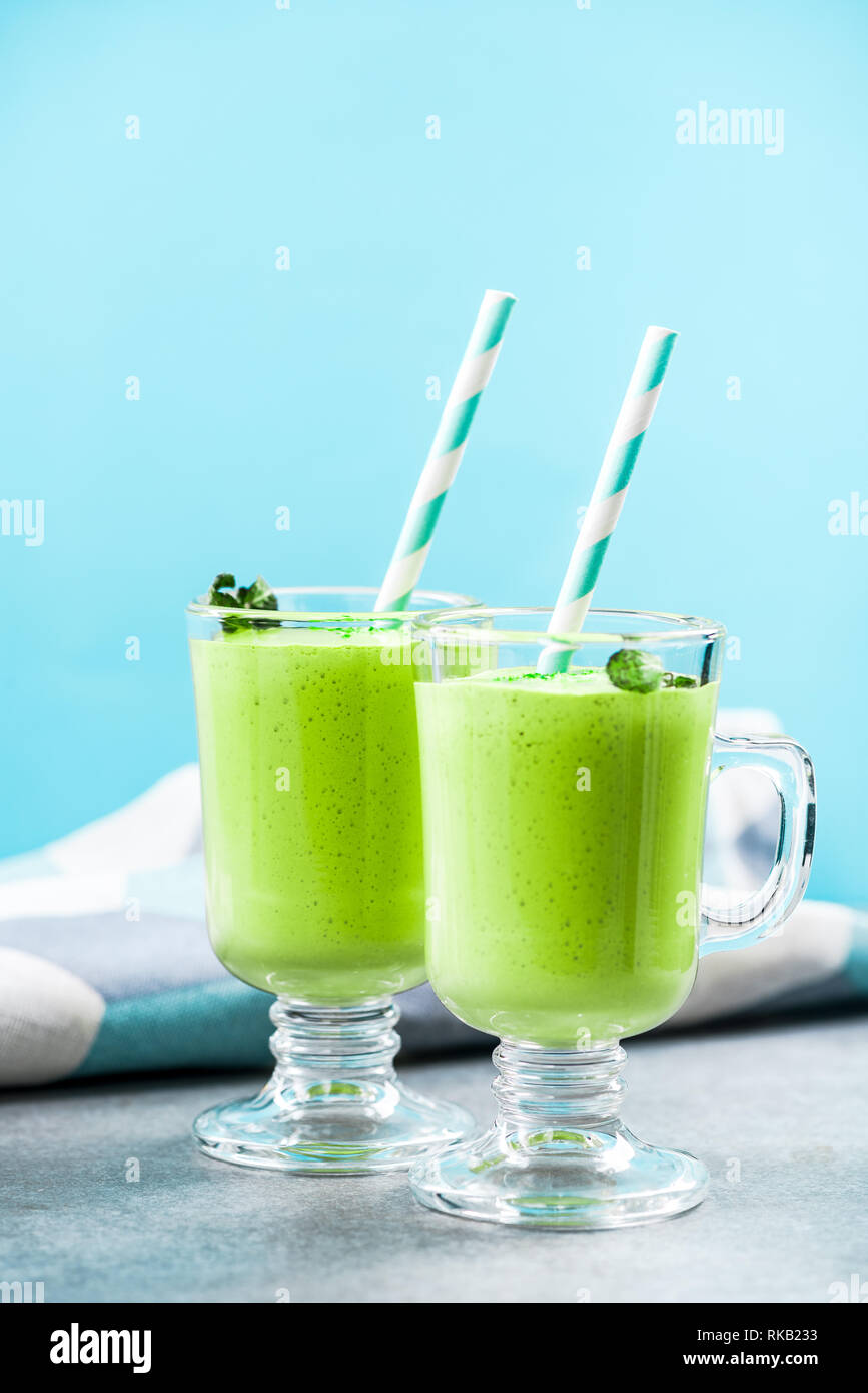 Refreshing Matcha green tea milk shake Stock Photo - Alamy