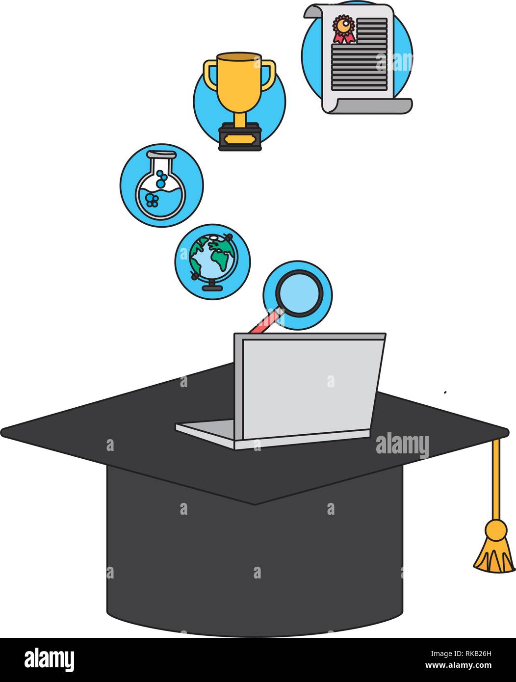 education elements graduation hat cartoon vector illustration graphic ...