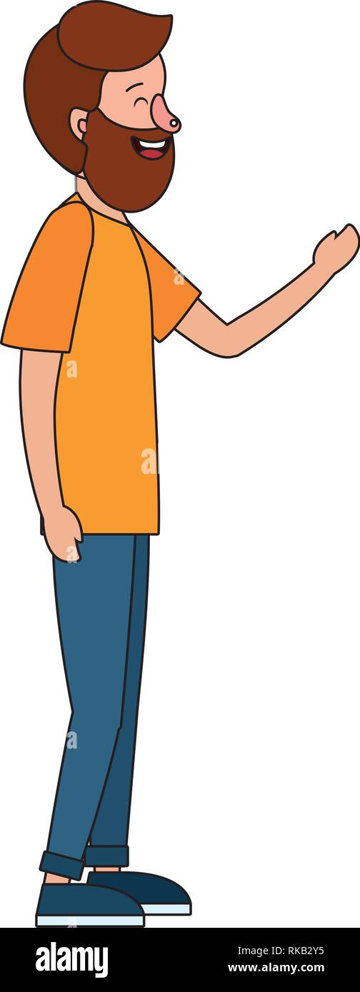 man body with left hand raised cartoon vector illustration graphic ...