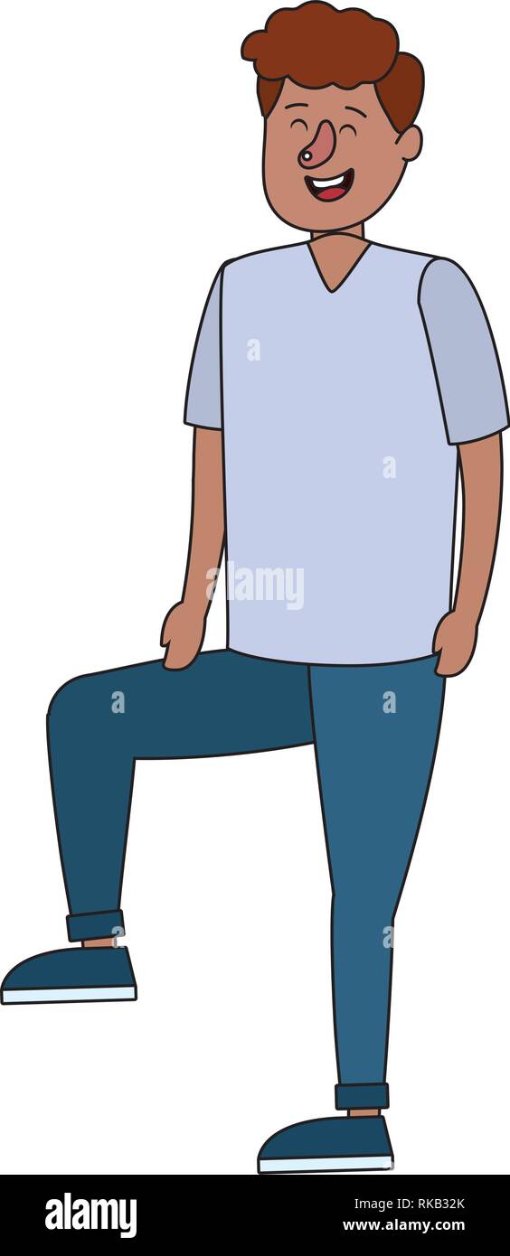 man body right leg raised cartoon vector illustration graphic design ...