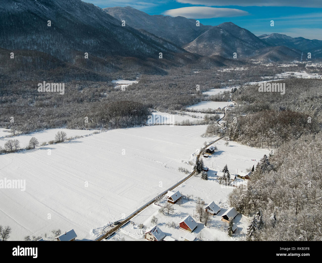 Winter in wooden village in Lika, Croatia Stock Photo - Alamy