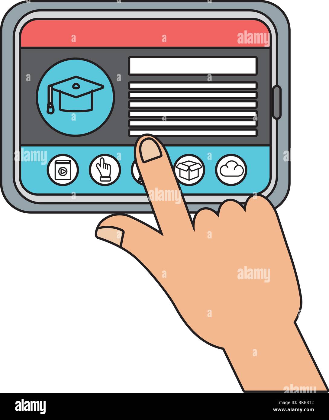 online education tablet device cartoon vector illustration graphic ...