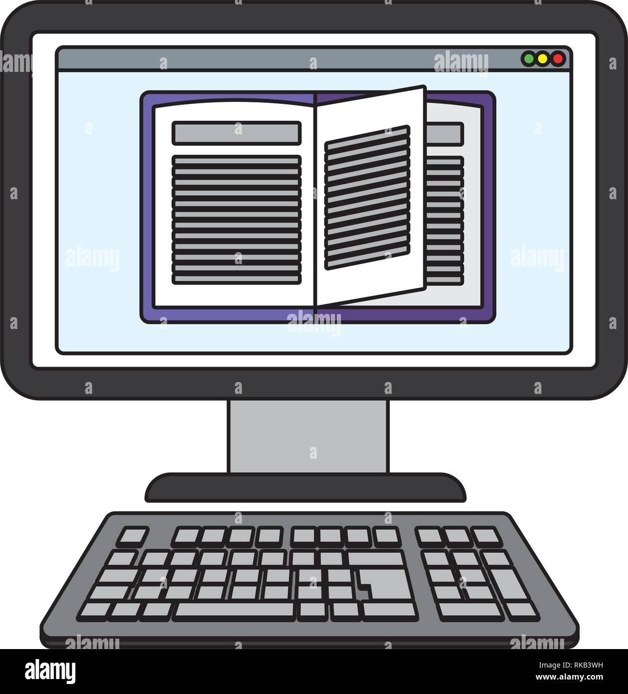 online education computer cartoon vector illustration graphic design ...