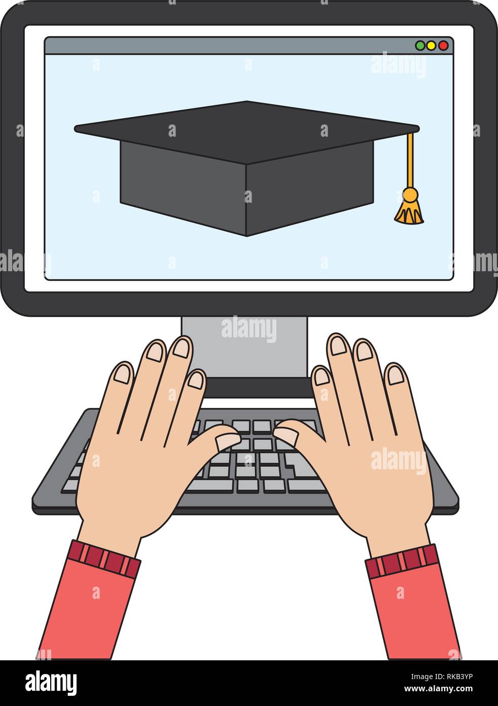 online education computer cartoon vector illustration graphic design ...