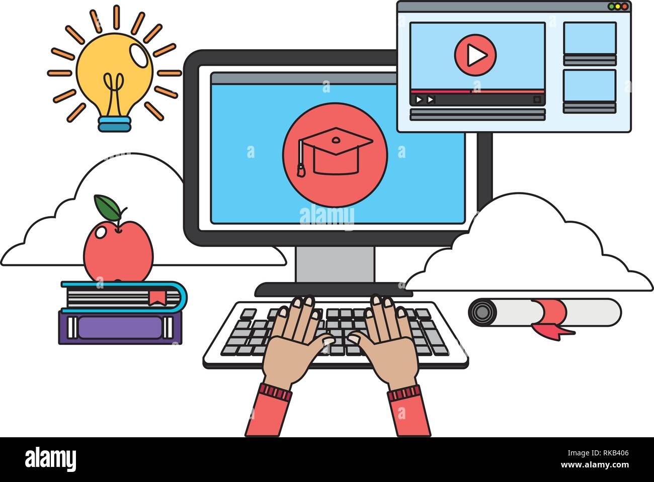 online education computer cartoon vector illustration graphic design ... online education computer cartoon vector illustration graphic design ...