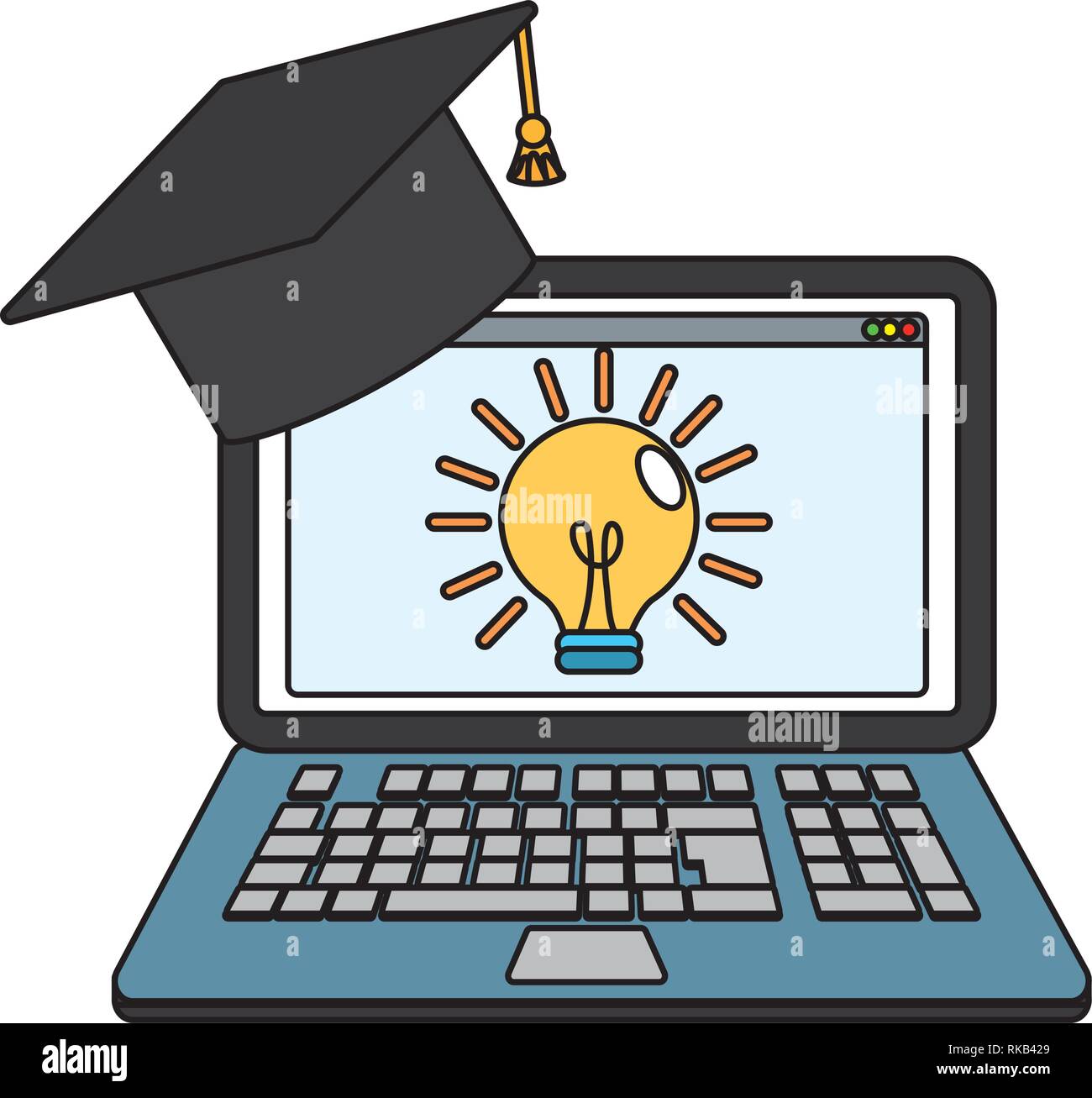 online education laptop cartoon vector illustration graphic design ...