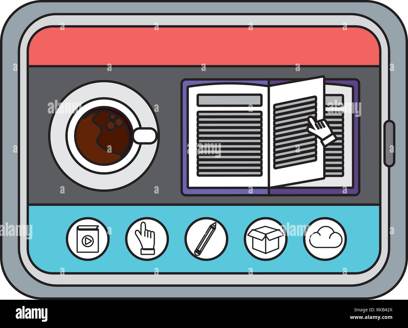 online education tablet device cartoon vector illustration graphic ...