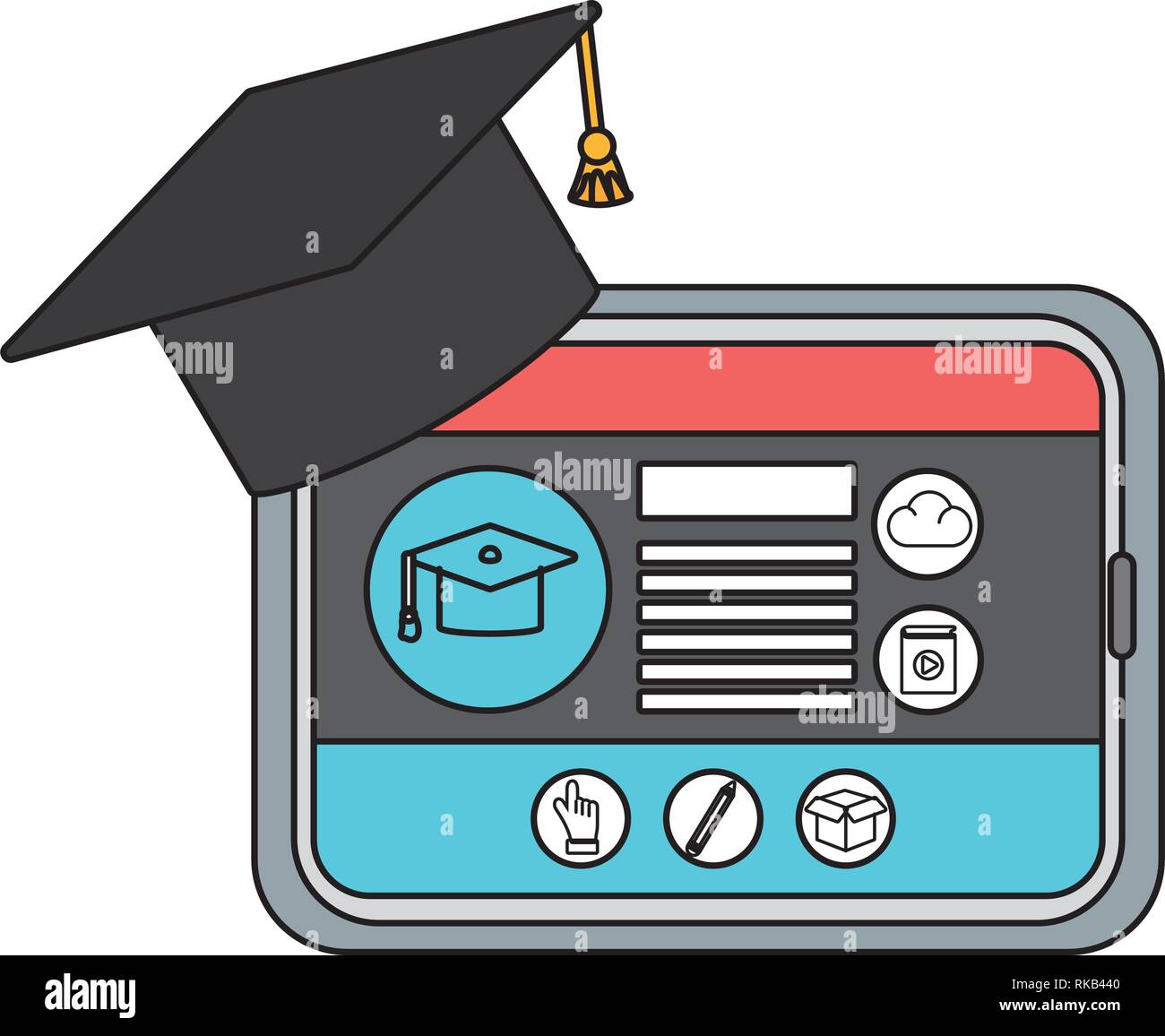 online education tablet device cartoon vector illustration graphic ...